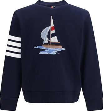 Thom Browne 4-Bar Boat Cardigan - Navy