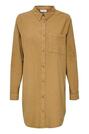Kaffe Femme Long Sleeve Loose Fit Kanaya Tunic Shirt, Petrified Oak, 34 EU