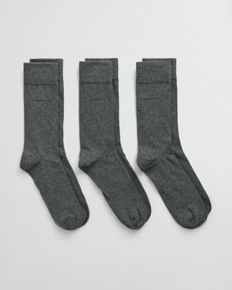 GANT Herren 3er-Pack Weiche Baumwollsocken (43-45) CHARCOAL MELANGE