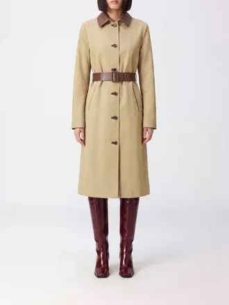 Jacob Cohen Trench-coat long r&eacute;versible en gabardine avec col en cuir