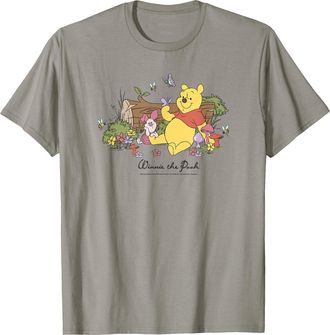 Disney Winnie The Pooh Piglet And Pooh Floral Butterfly T-Shirt