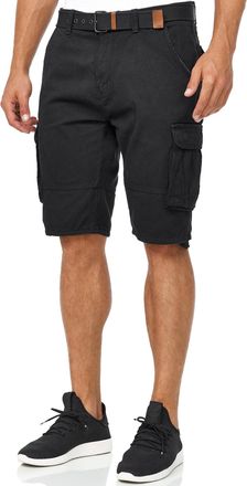 Indicode Herren Monroe Cargo Cargo-Shorts inkl. G&uuml;rtel | Bermuda M&auml;nner Sommerhose aus Baumwolle Black, XXL