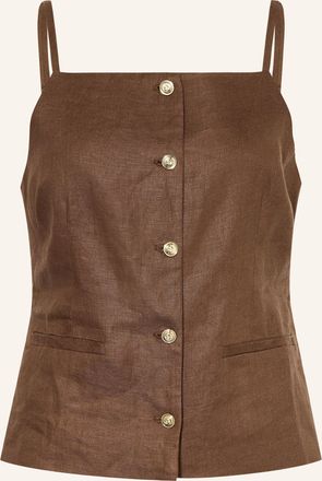 Maje Blusentop Aus Leinen braun
