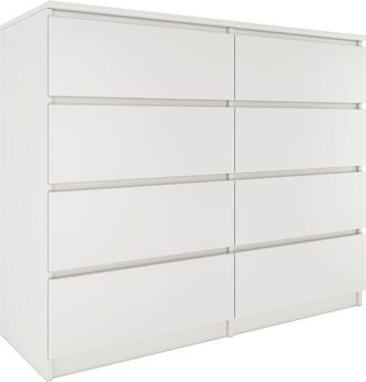 Hucoco Milan - Commode contemporaine chambre salon 120x97x40 - Buffet 8 tiroirs coullissants - Meuble de rangement - Chiffonier