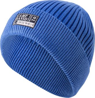 Camp David Herren Strickm&uuml;tze Stone Washed mit Label Patch Flight Blue, None