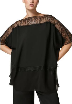 Marina Rinaldi Femme, Blouses et Chemises, Noir, Taille: 38 FR Poncho