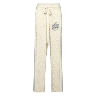 Philipp Plein Femme, Pantalons, Beige, Taille: 42 FR Knit Straight Joggers Signature