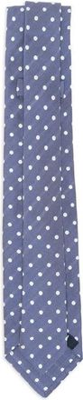 Barba Silk-Linen Polka Dot Necktie - Blue