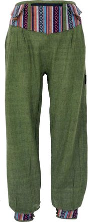 Guru Shop Muckhose, Pluderhose mit Breitem Bund, Bauchtasche - Olivgr&uuml;n, Damen, Baumwolle, Size:XL
