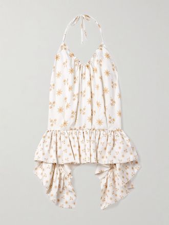 Liberowe Haut Dos Nu En Crêpe À Basque Et À Imprimé Fleuri Tamara - Ivoire