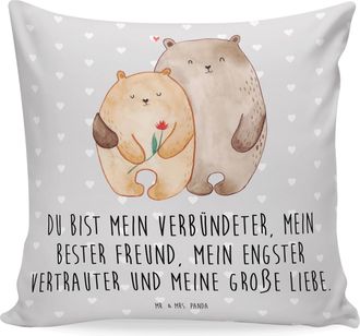 Mr. & Mrs. Panda Dekokissen B&auml;ren Liebe - Geschenk, deko Kissen, Kuscheln, Kopfkissen, Verliebt, Umarmen, Wohnzimmer, kuschelkissen 40x40, Verknallt, Sofakissen, B&auml;r, 