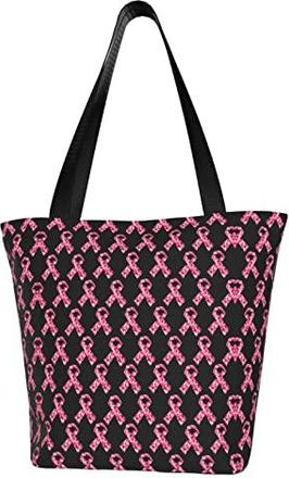 AOOEDM Sac fourre-tout r&eacute;utilisable motif ruban Cancer du sein femmes sac &agrave; main d&eacute;contract&eacute; sacs &agrave; bandouli&egrave;re pour faire les courses &eacute;picerie voyage &agrave; lext