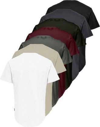 Only & Sons Rundhalsshirt ONSMATT LONGY SS TEE 7-PACK (Packung, 7-tlg) Baumwolle, relaxed fit, lang geschnitten