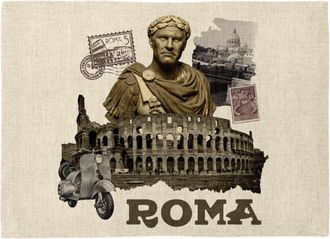 Fabulous Platzset aus Leinen - Roma Vintage Rome Reise Geschichte Tourismus - großes Format 40 x 28,5 cm