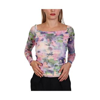 Patrizia Pepe Lang&auml;rmeliges V-Ausschnitt-Top - - Tops - Damen - Mehrfarbig - L