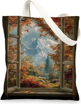 Generic Sacs fourre-tout en toile scénique, motif nature artistique, sacs de courses réutilisables, légers et lavables avec bandoulière pour salle de sport, v