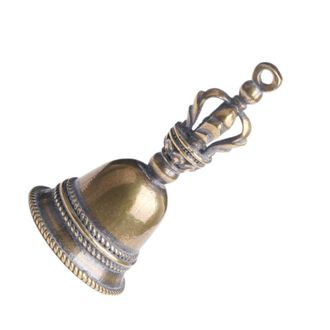 DOITOOL 2 St&uuml;ck Messing Glocken Anh&auml;nger Hand Rassel Ornament DIY Basteln Schl&uuml;sselanh&auml;nger Dekoration Kreatives Stilvolles Design f&uuml;r Party und Pers&ouml;nliche S