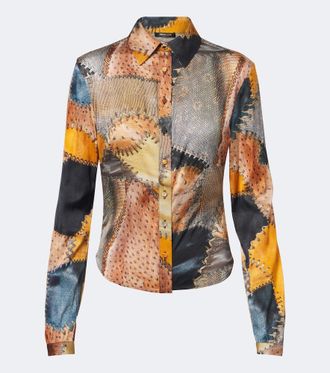 Roberto Cavalli Chemise en soie &agrave; trompe-loeil