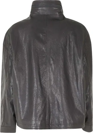 Emporio Armani Leather Blouson Jacket - Charcoal