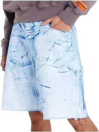 Heron Preston Homme, Shorts, Bleu, Taille: W29 Acid Wash Denim Shorts