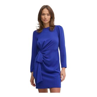 DKNY Minikleid mit Puff&auml;rmeln und Bindedetail vorne - - Dresses - Damen - Blau - 2XS