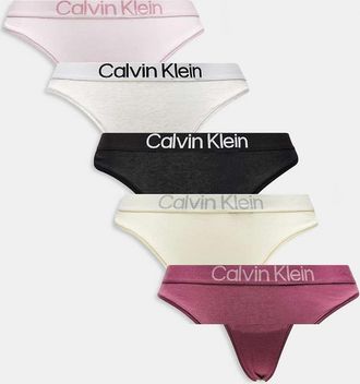 Calvin Klein Lot de 5 strings en coton ultra doux - Noir/rose/jaune-Multicolore
