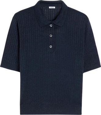 Aspesi Femme, Tops, Bleu, Taille: 40 FR Polo en fil pur lin