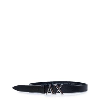 A|X Armani Exchange Womens, Essential, silver metal logo, Belt Black, 85