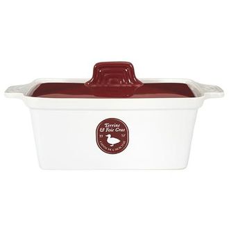 COOK CONCEPT KC23011 Pot &agrave; Foie Gras en C&eacute;ramique avec Pressoir - Facile &agrave; Utiliser - Dimensions 25,5 x 11 x 27 cm - Couleurs Assorties Rouge+Blanc ou Gris+Blanc