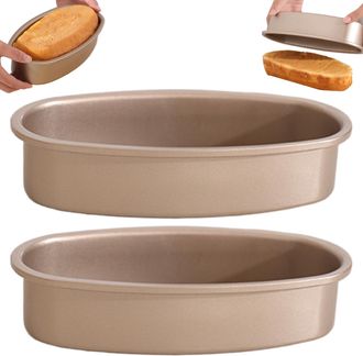 Generic 2pcs Backpfanne 9 Ovale Kuchenpfanne Nicht-Stick-K&auml;sekuchen Backform Lebensmittelqualit&auml;t Carbonstahl Oval geformtes Brotback Backware f&uuml;r Heimk&uuml;cheno