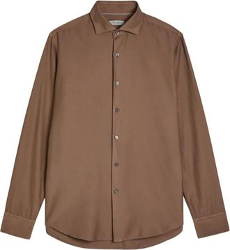 Canali Homme, Chemises, Brun, Taille: 2XL Chemise en coton et soie
