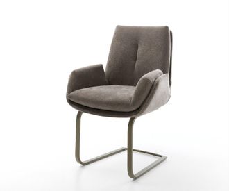 DELIFE Freischwinger Clea-Flex Strukturstoff Soft Taupe Freischwinger flach Effektfinish Titan, Esszimmerst&uuml;hle