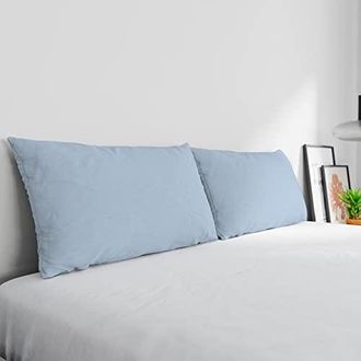 Italian Bed Linen Paar Kissenbez&uuml;ge Max Color 100% Baumwolle, Made in Italy, Gr&ouml;&szlig;e Kissenbezug 50 x 80 cm mit Innenklappe, einfarbig - hellblau