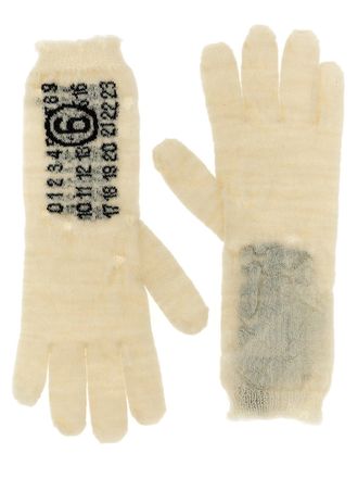 Maison Margiela Jacquard Virgin Wool Gloves - White