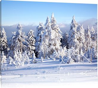 Pixxprint Winterwald, Größe: 120x80cm, Leinwandbild, fertig gespannt, Wandbild, Dekoration, Kunstdruck, kein Poster