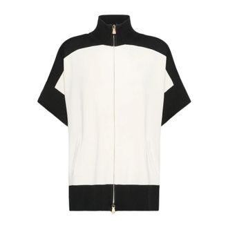 Elena Miro Kurz&auml;rmliger Cardigan aus Viskosemischung - - Knitwear - Damen - Schwarzk - S