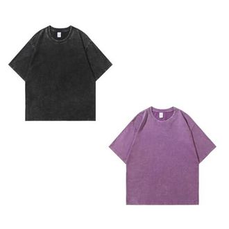 Generic Lot de 3 t-shirts surdimensionn&eacute;s d&eacute;contract&eacute;s d&eacute;lav&eacute;s vintage pour femme, 2 pi&egrave;ces-G, XXL