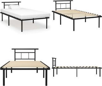 vidaXL Cadre de lit sans matelas noir métal 100x200 cm - Cadre De Lit - Lit Double - Lit Metal - Literie - Meuble Chambre - Home & Living