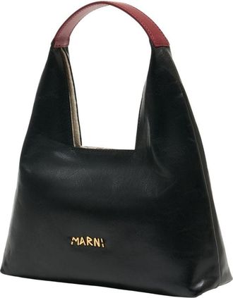 Marni Womens Leather Top Handle Shoulder Bag Black Calfskin