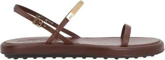 Tod's Femme, Chaussures, Brun, Taille: 38 1/2 EU Sandales Plates en Cuir