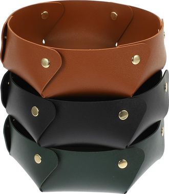 BESTONZON COHEALI 3 St&uuml;ck Leder Aufbewahrungstabletts f&uuml;r Schl&uuml;ssel und Kleingeld Nordic Stil Desktop Organizer Leichtes Vielseitiges Ablagefach f&uuml;r B&uuml;ro Eingan