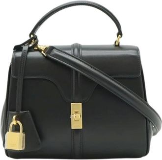 Celine Pre-owned Mini 16 Sac &agrave; Main en Cuir de Veau Noir Or - Femme - Pre-owned - Noir - Taille: ONE Size