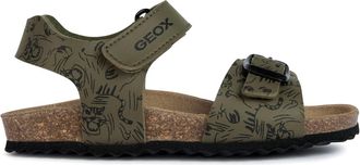 Geox J Ghita Boy Sandal, Military/Black, 36 EU