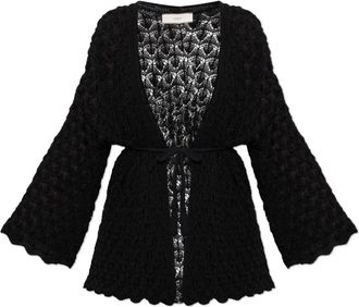 Akep Femme, Pulls, Noir, Taille: 38 FR Cardigan D&eacute;coratif en Tricot