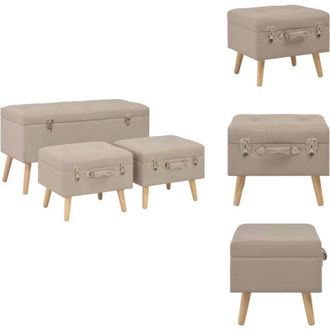vidaXL Vidaxl - Tabourets de rangement lot de 3 Beige Tissu - Banc Coffre - Tabouret Rangements - Meubles Salon - Mobilier Salle &agrave; Manger - Chaise Tiroir