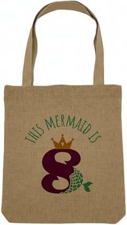 Fabulous Sac Shopping Tote Bag Aspect Lin - This Mermaid is 8 Years Old Birthday Party - Sac de Courses Toile Epaisse 360g Beige Naturel Cabas Port&eacute; Epaule Sol