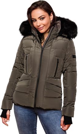 Navahoo Damen Winter Jacke warm gef&uuml;ttert Teddyfell Stepp Winterjacke B361 [B361-Adele-Anthrazit-Gr.XL]