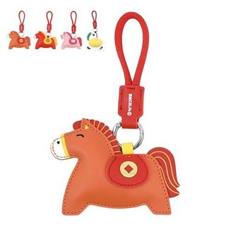 Generic Porte-cl&eacute;s cheval 2026 pour cadeau de Nouvel An, joli porte-cl&eacute;s en cuir PU pour sac, Orange, taille unique