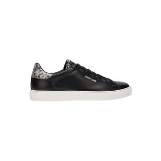Roberto Cavalli Leather Sneaker With Snakeskin-Effect Detail - - Shoes - Herren - Schwarzk - 41 EU