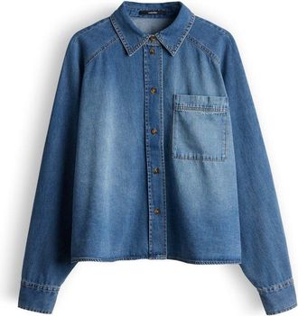 someday Jeansbluse ZEBRU Oversized aus nachhaltigem BCI Cotton Boxy Silhouette, weite Passform, Raglan&auml;rmel